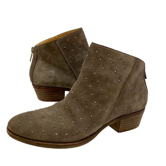 Lucky Brand | Shoes | Lucky Brand Studded Western Gray Suede Bootie ...